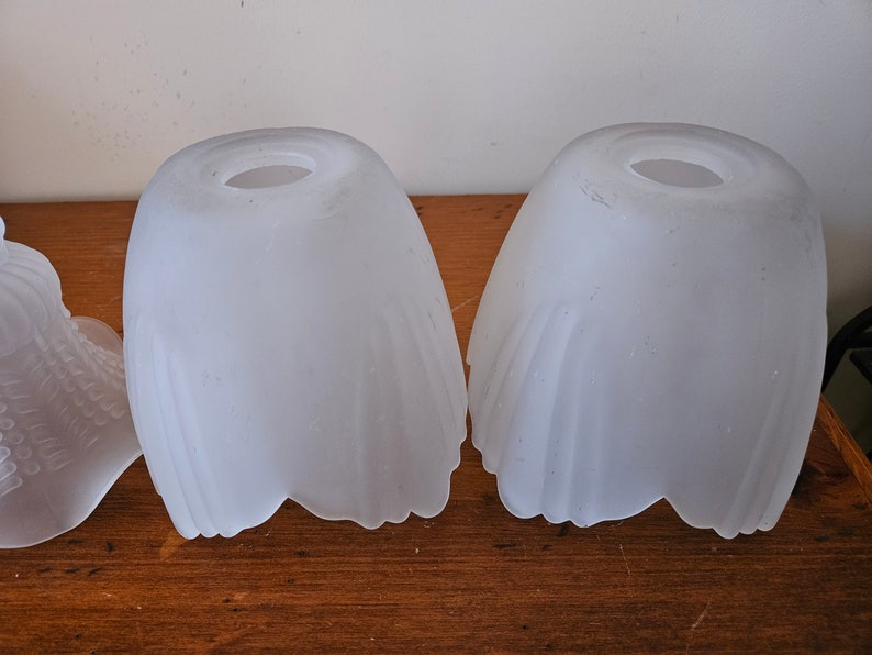 Vintage Frosted Glass Shades, Replacement Glass Shades, Vintage Lamp ...