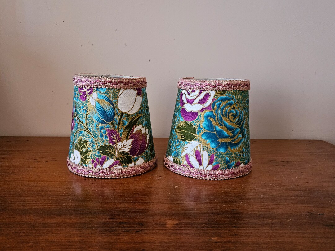 2 Clip on Mini Shades, Handmade Lampshade, Small Colorful Lampshades ...