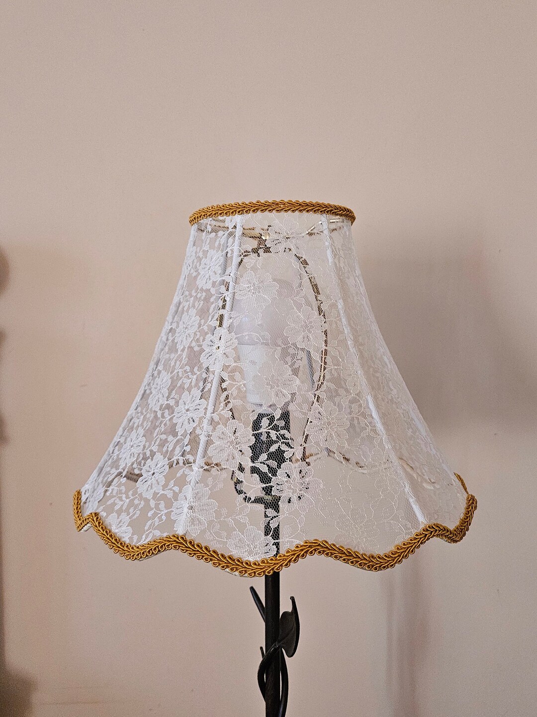 Scalloped Lace Shade With Gold Trimming,victorian Lampshade,fancy ...