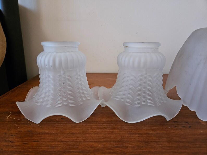Vintage Frosted Glass Shades, Replacement Glass Shades, Vintage Lamp ...