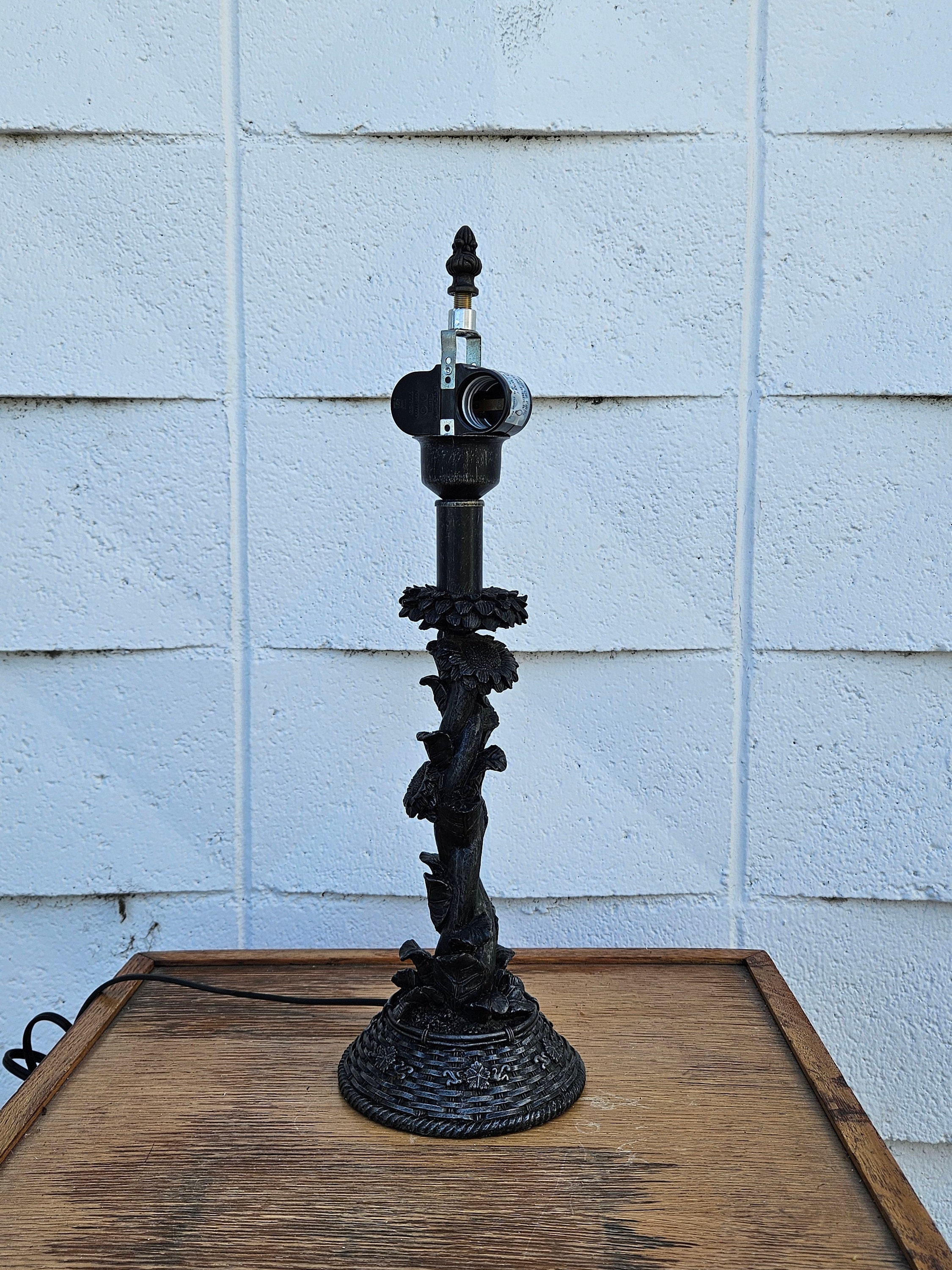 Vintage Table Lamp Black Resin Lamp With Intricate Design - Etsy