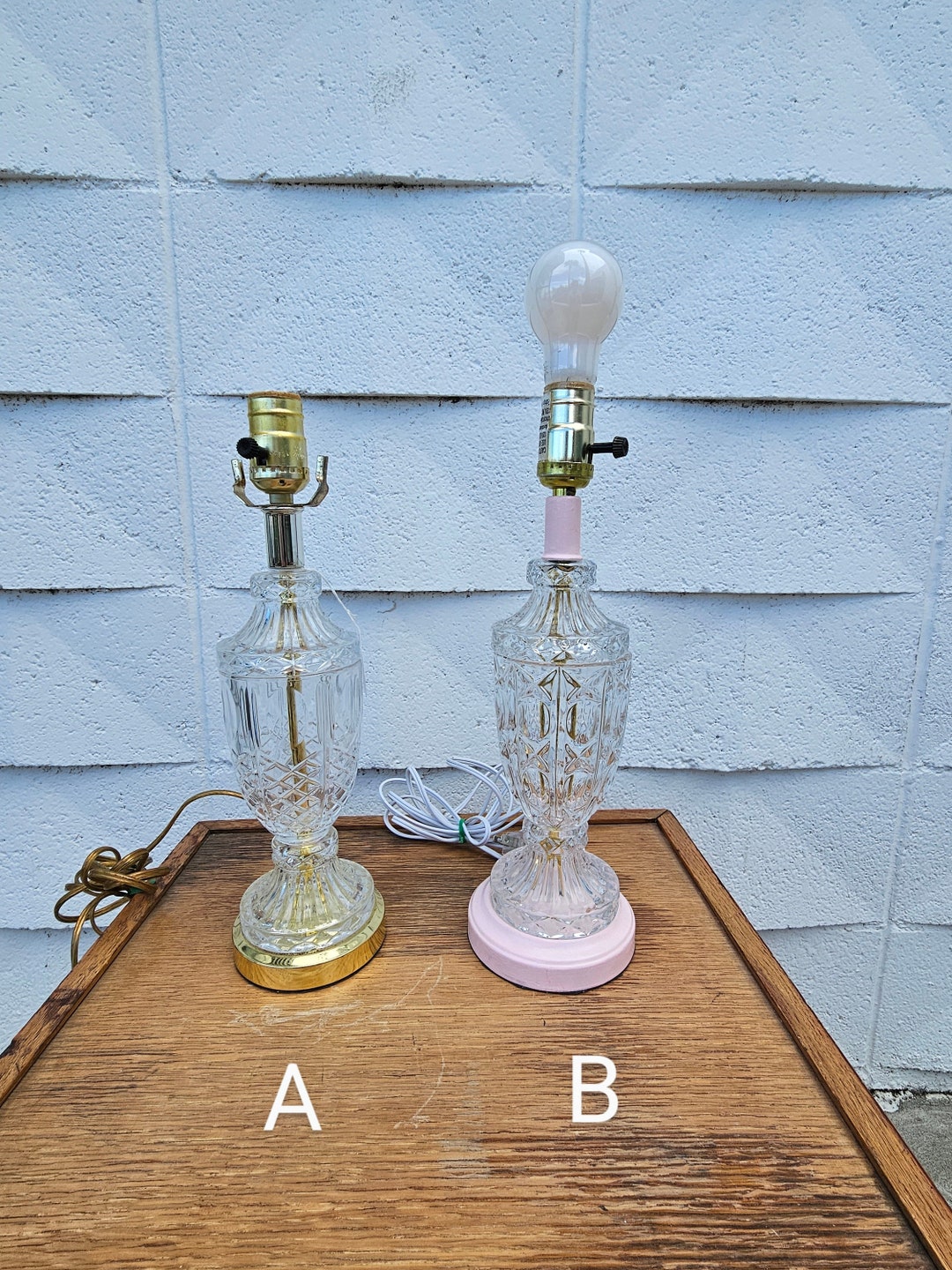 Vintage Cut Glass Lamp, Vintage Crystal Table Lamp, Small Crystal Lamp ...