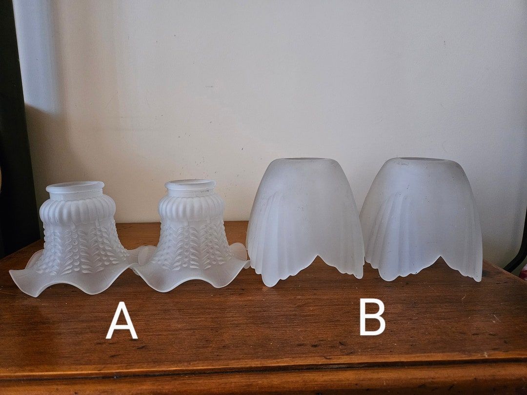Vintage Frosted Glass Shades, Replacement Glass Shades, Vintage Lamp ...