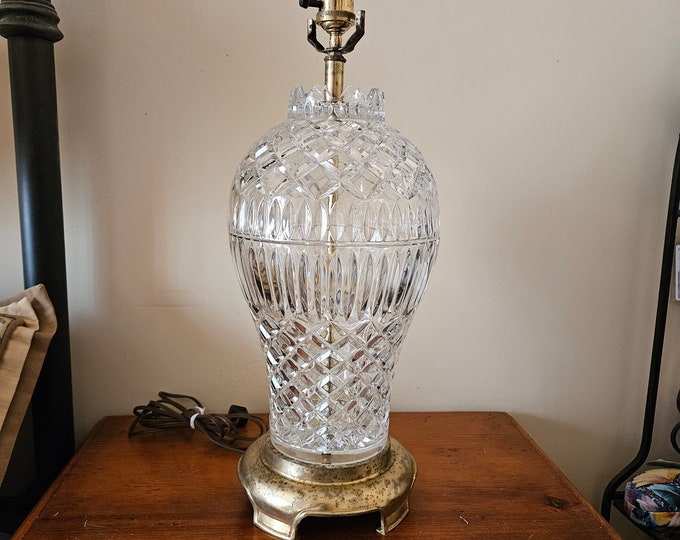 Huge Vintage Glass Crystal Lamp, Large Vintage Crystal Table Lamp ...