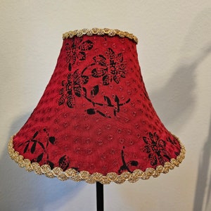 Vintage Small Red Lampshade, Small Silk Lined Lampshade, Handmade ...