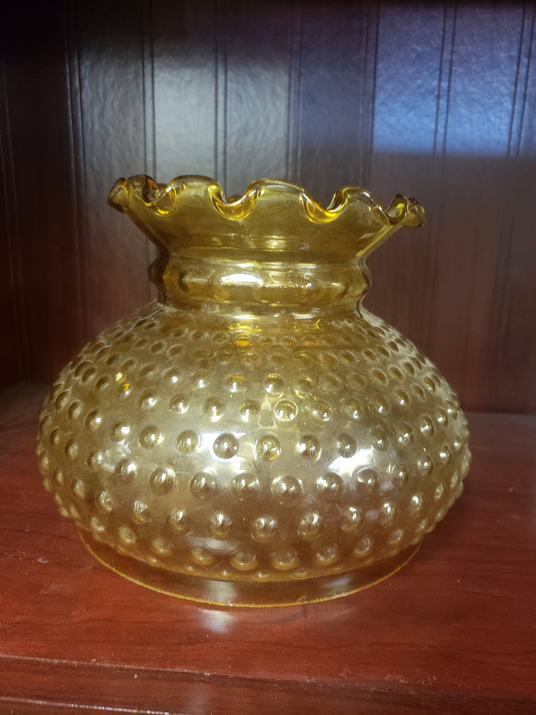 7" Vintage Amber Glass Shade, Hobnail Glass, Vintage Glass, Gone With ...