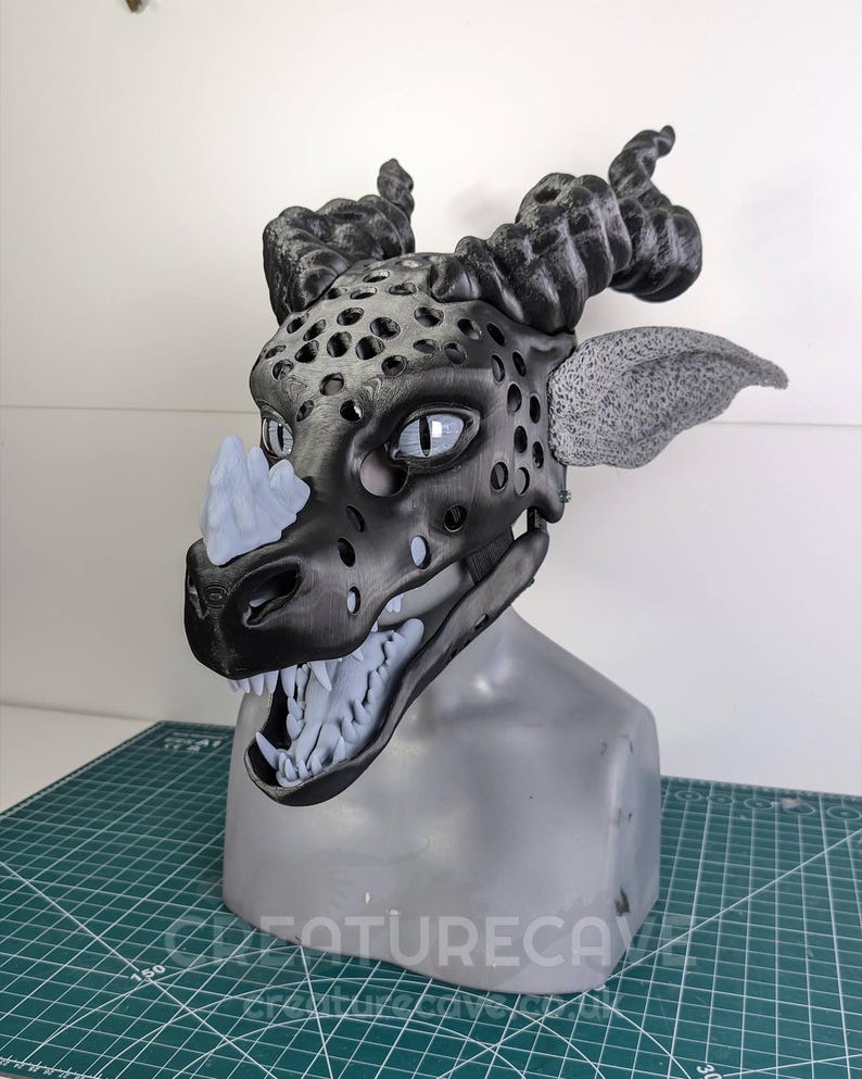 Realistic Dragon Head Mask // 3D Printed Fursuit Headbase Kit // Moving ...
