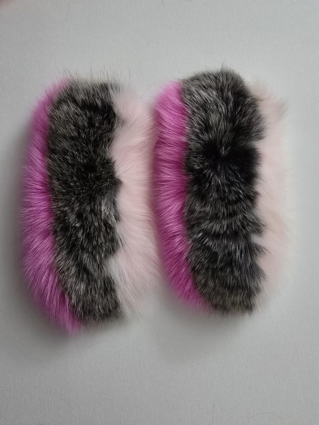Pre-cut Fox Fur Pieces, Crafting Scrap, Baby Pink/gray/fuchsia - Etsy