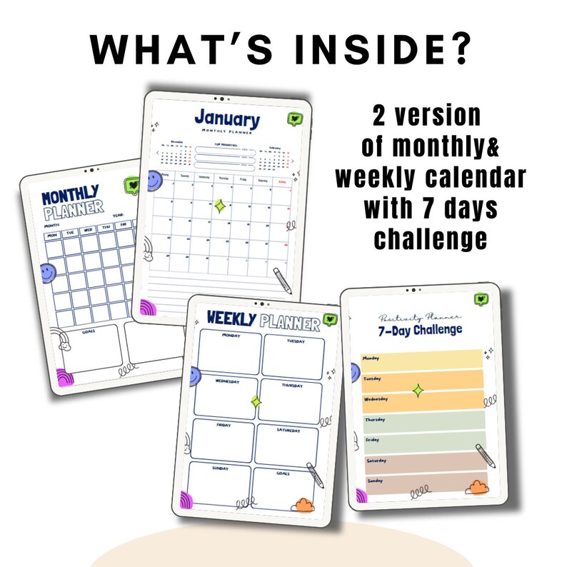 Printable KIDS CALENDAR - Habit Tracker, Monthly, Weekly and Daily ...