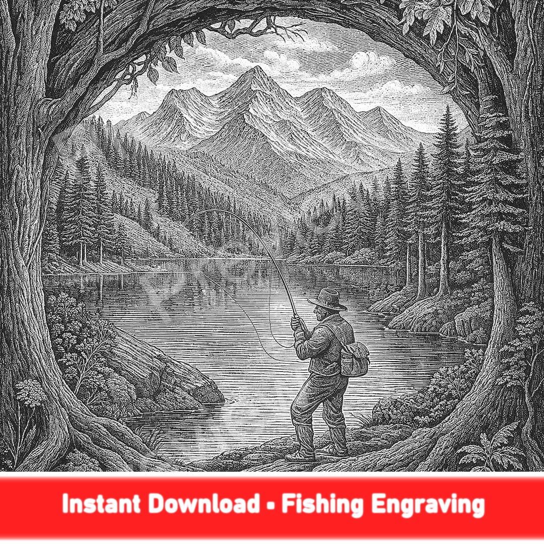Fly Fisherman Engraving Digital Download | Fly Fishing Art, Fishing ...