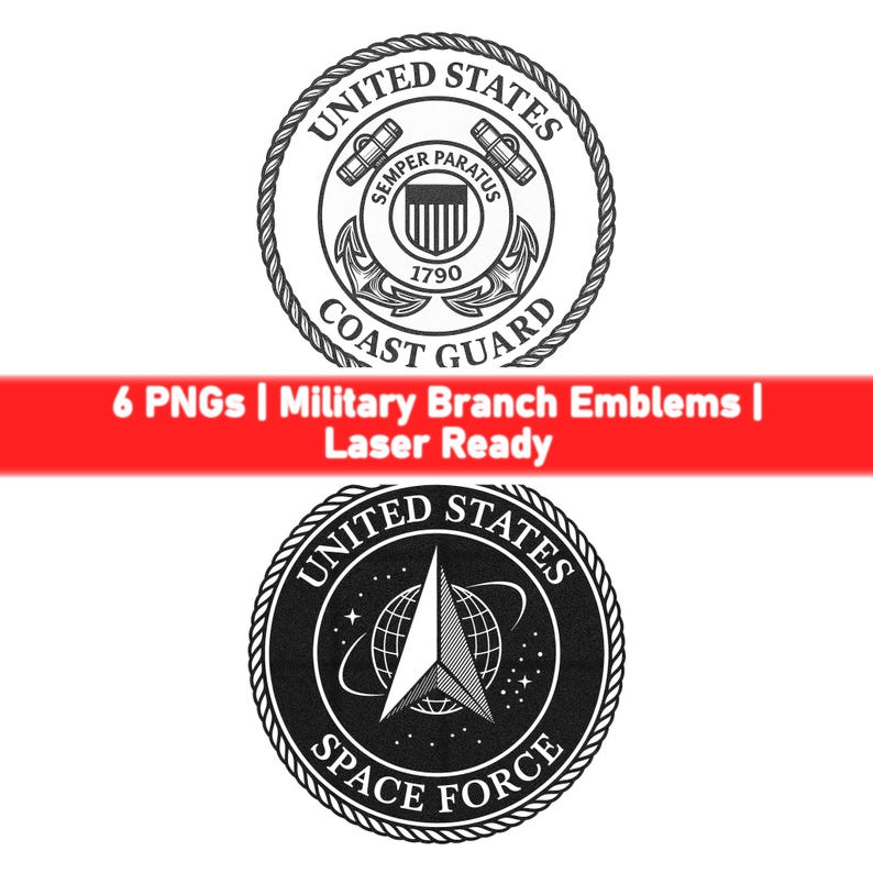 Military Emblems Digital Bundle | Vintage-style Army, Navy, Air Force ...