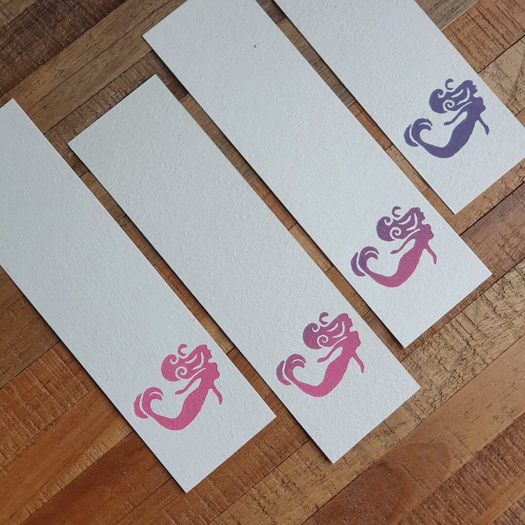 Lino Print Mermaid Bookmark 55 X 200 Mm Linocut Hand - Etsy
