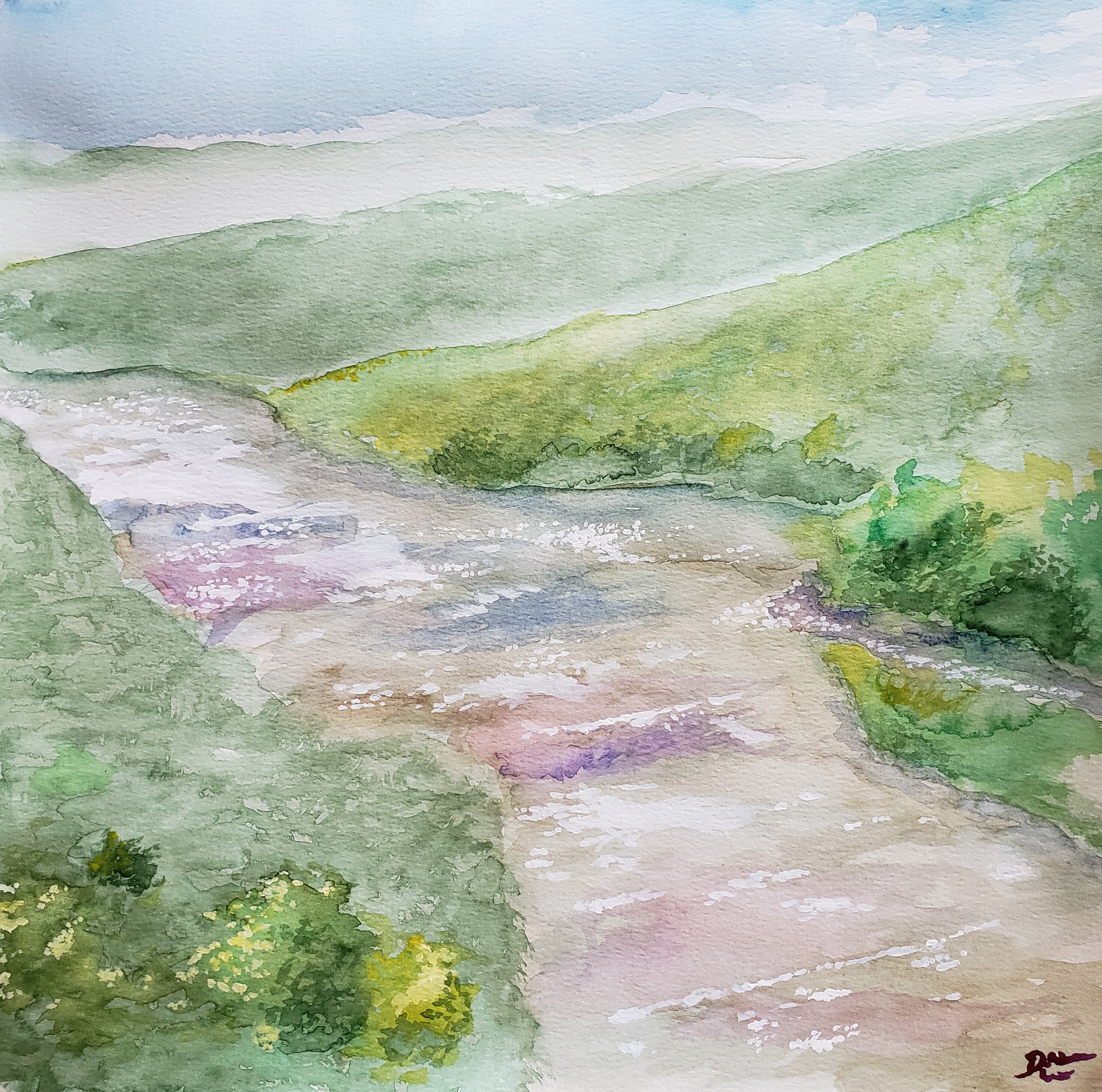 New River Watercolor Painting 12x12 Inches Unframed | Etsy