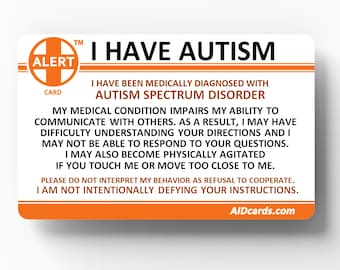 Autism Alert Card - Etsy