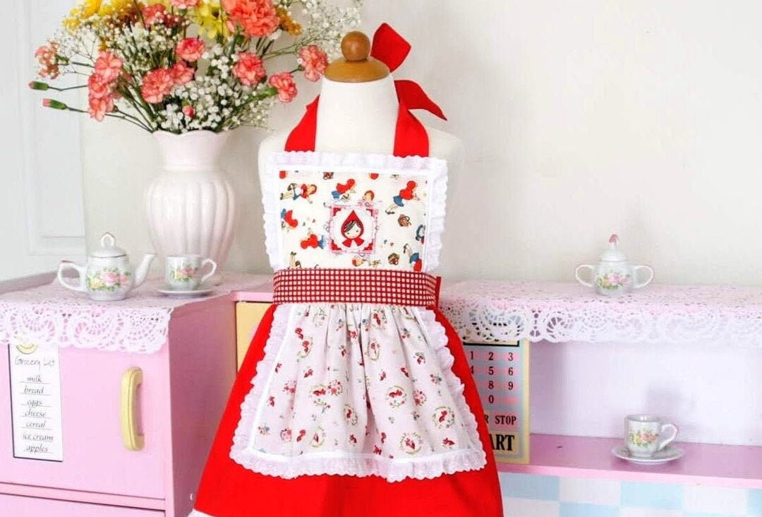 Kids Apron, Girl's Little Red Riding Hood Apron, Halloween Apron. - Etsy