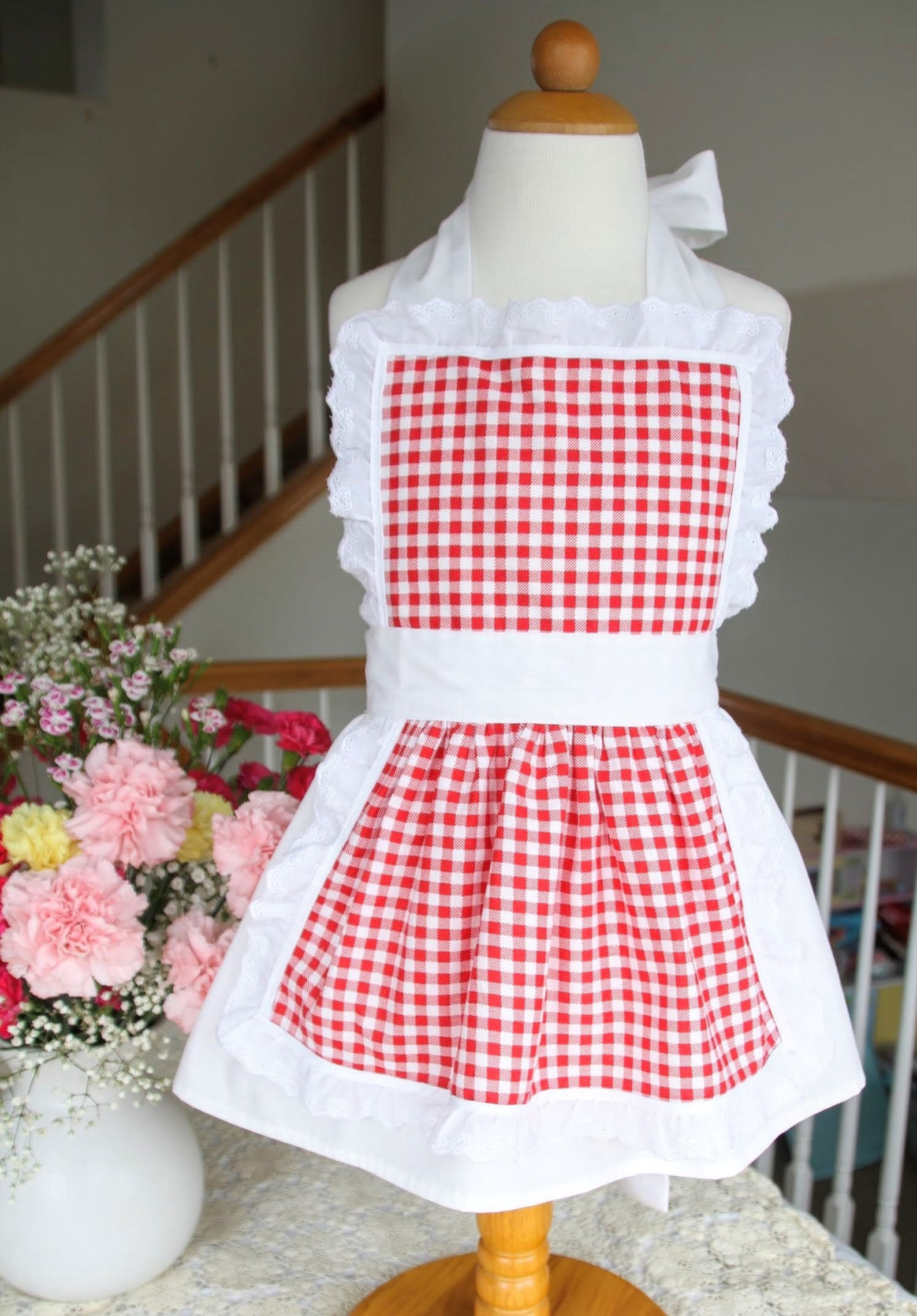 Girls Apron Christmas Apron Red Plaid Apron Kids Apron Red - Etsy