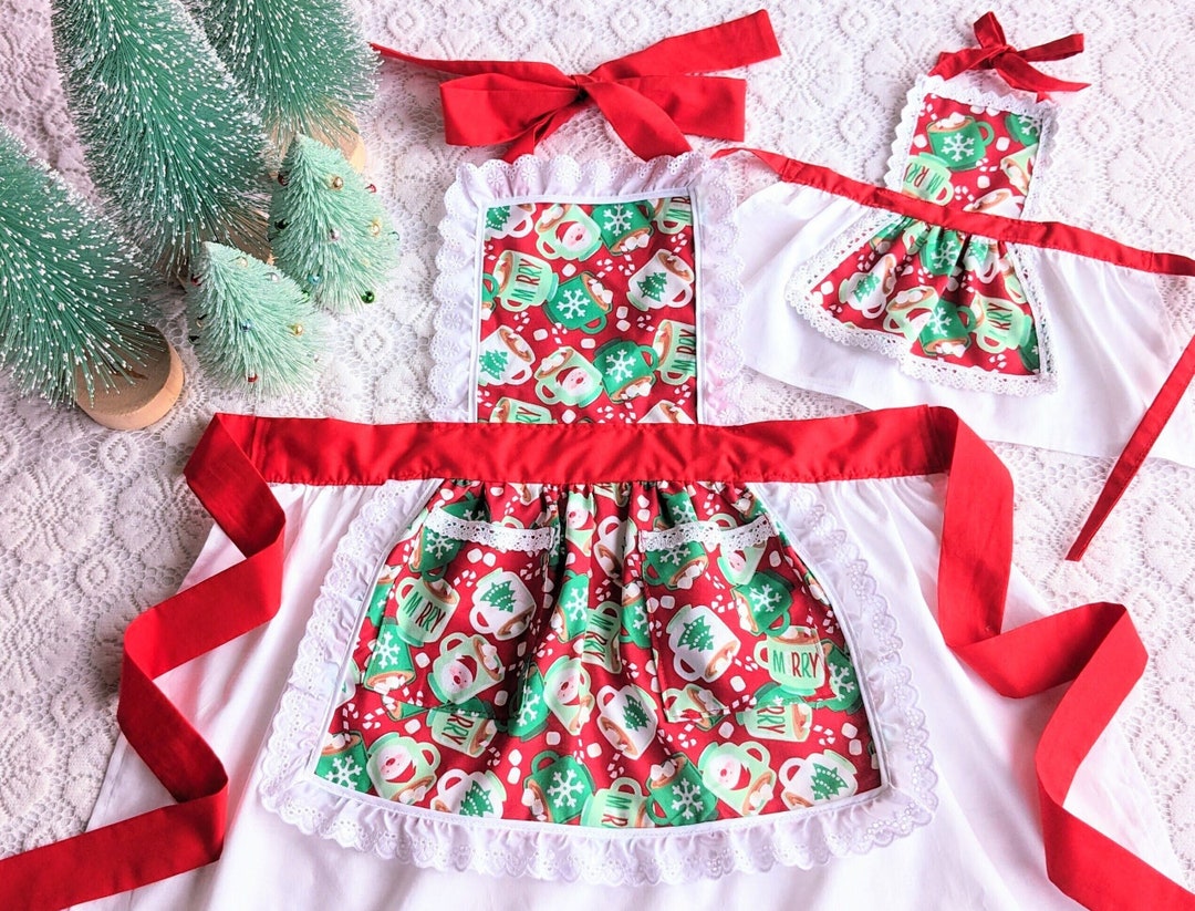 Red Hot Cocoa Christmas Apron: Mommy & Me Matching Aprons - Etsy