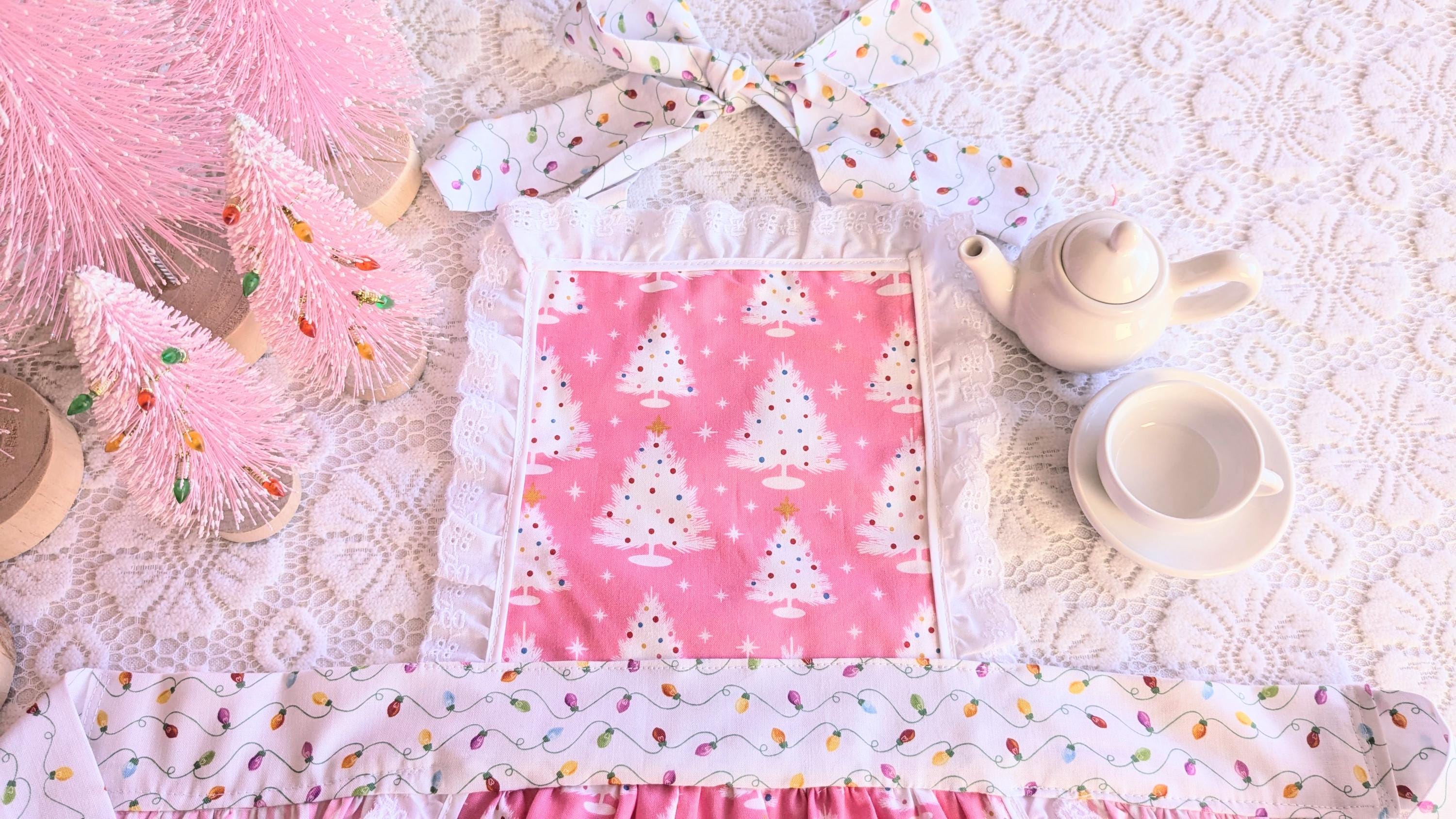 Pink Christmas Tree Apron: Cotton Holiday Baking Apron - Etsy
