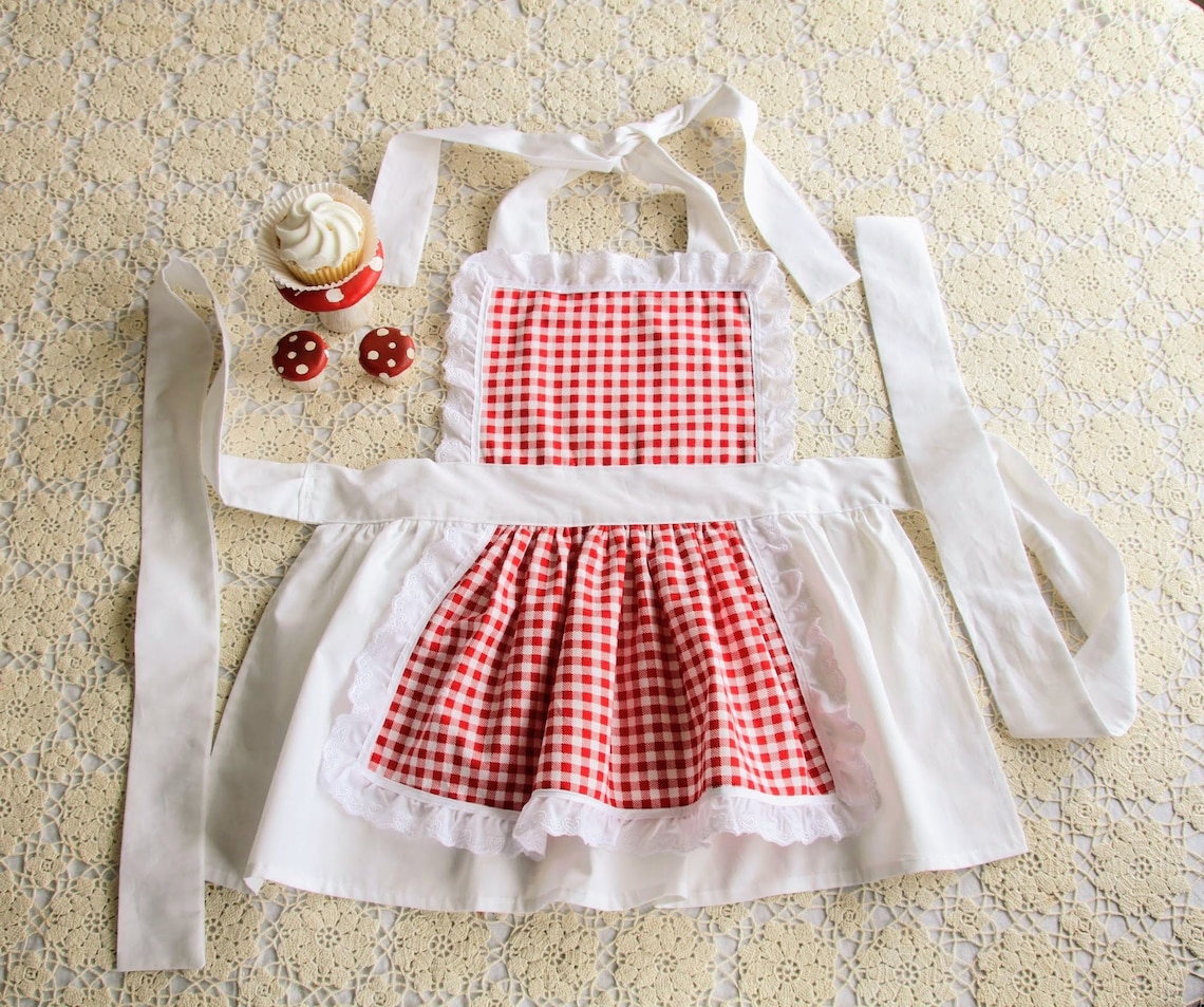 Girls Apron Christmas Apron Red Plaid Apron Kids Apron Red - Etsy