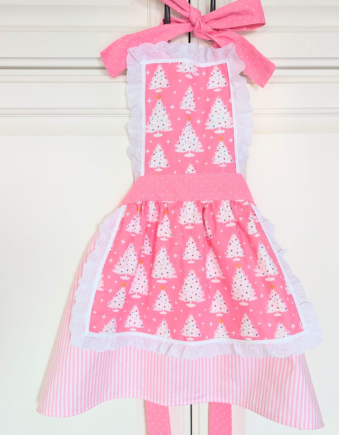 Pink Christmas Tree Apron: Cotton Holiday Baking Apron - Etsy