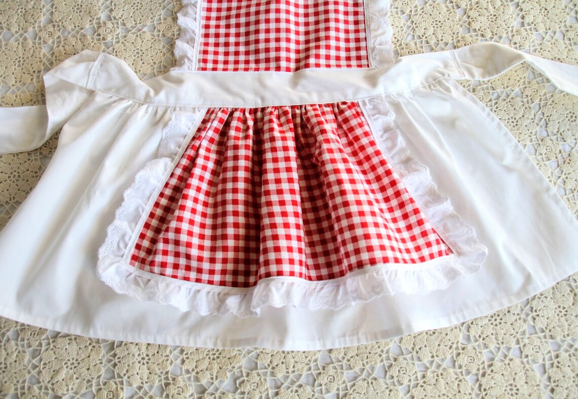 Girls Apron Christmas Apron Red Plaid Apron Kids Apron Red - Etsy