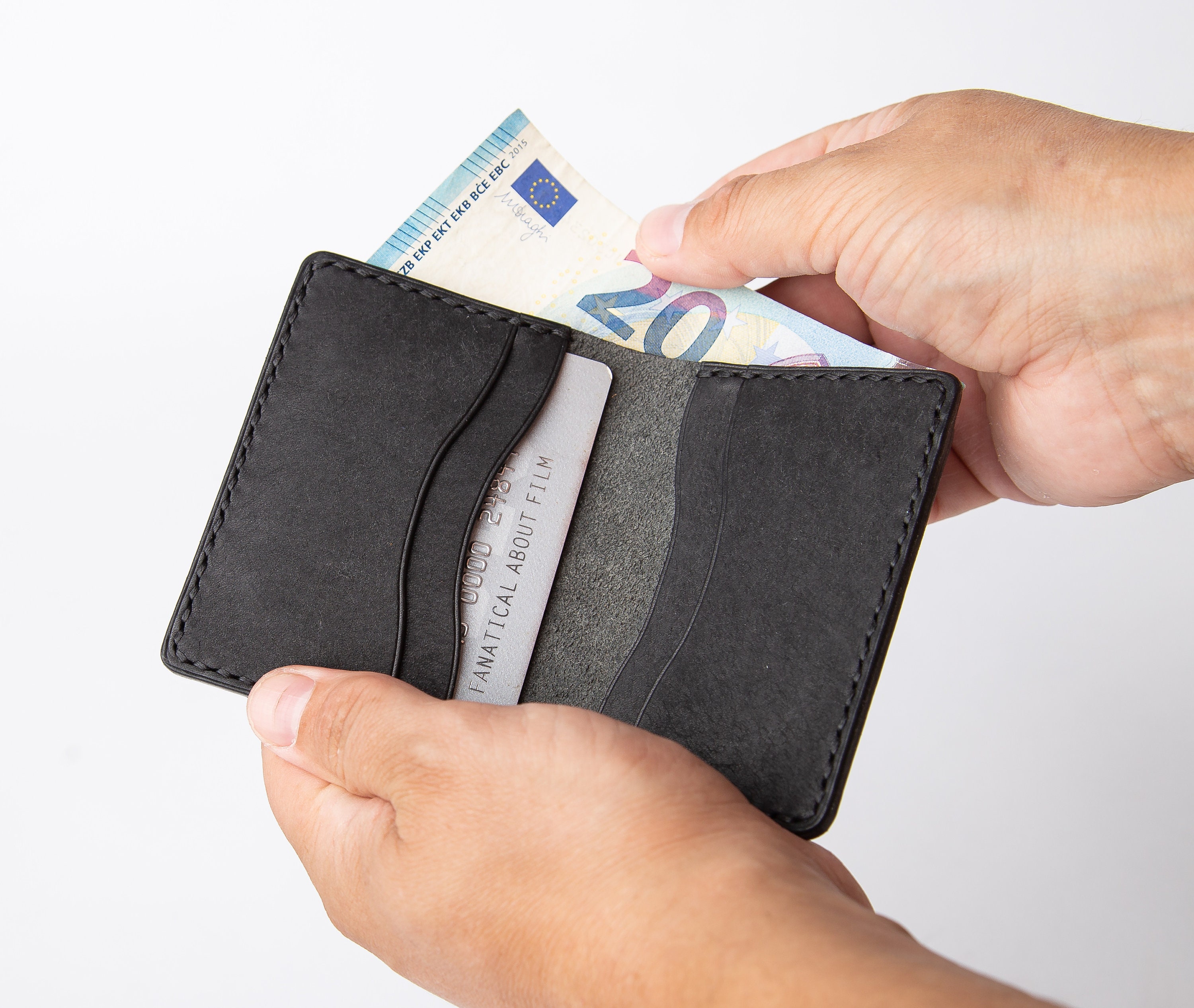 Vertical Bi-fold Wallet Handmade High Quality High Grain Vegetable ...