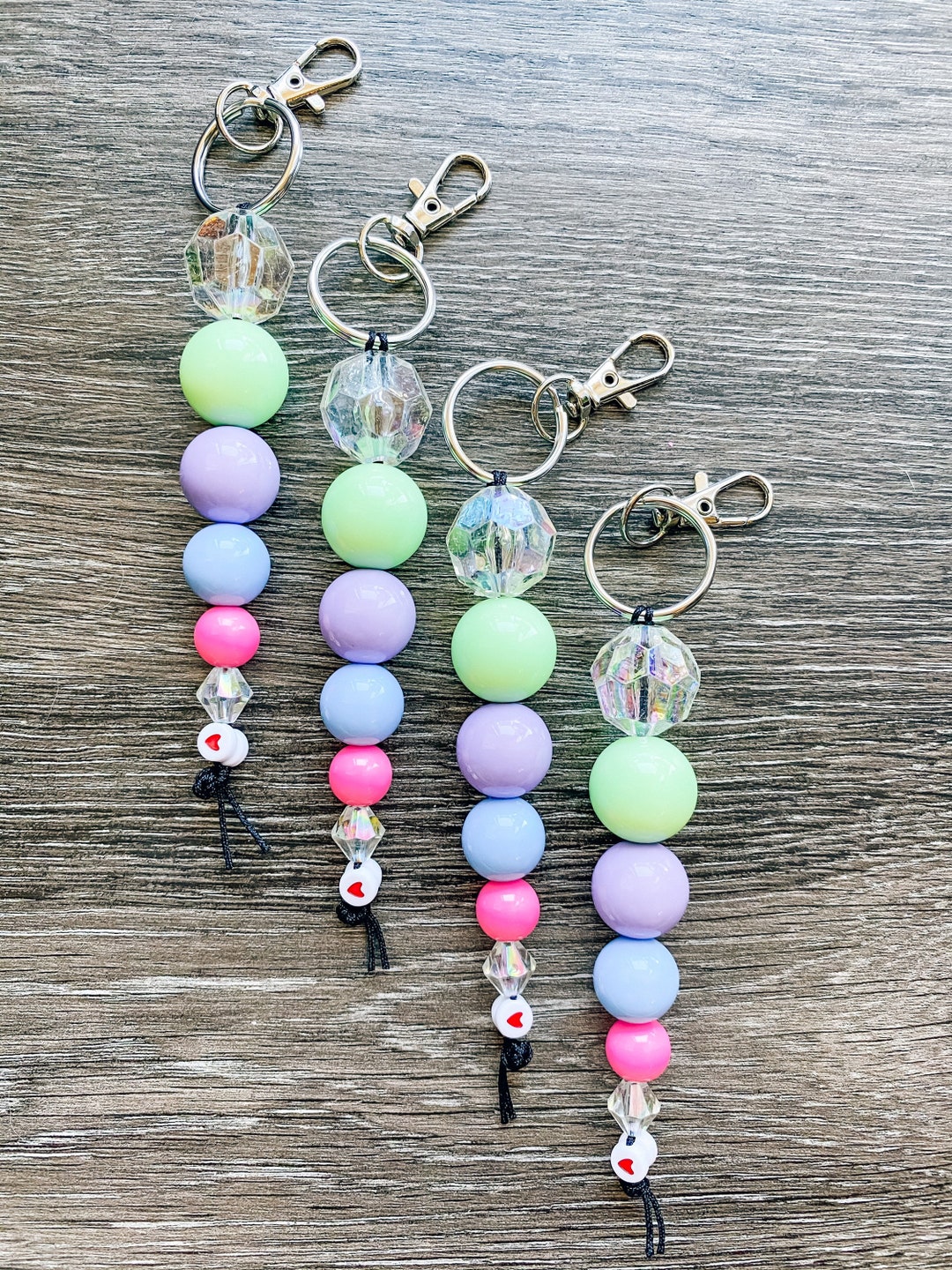 Neon Crystal Bead Keychain - Etsy