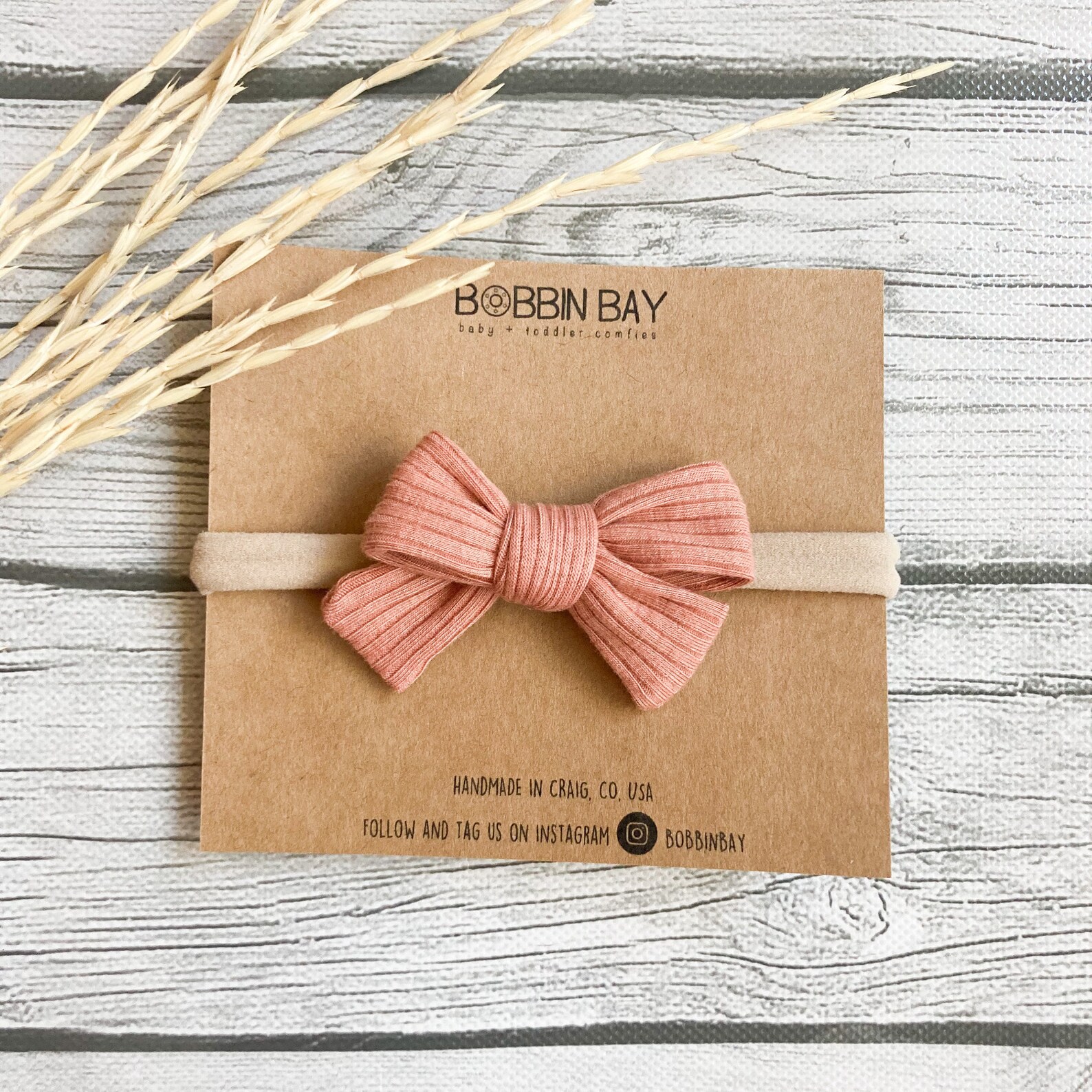 Teeny Ribbed Bow | 2.5”| Peach Olive Oatmeal White Grey | Nylon ...