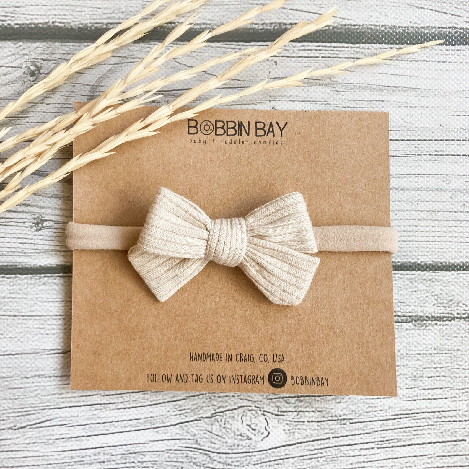 Teeny Ribbed Bow | 2.5”| Peach Olive Oatmeal White Grey | Nylon ...