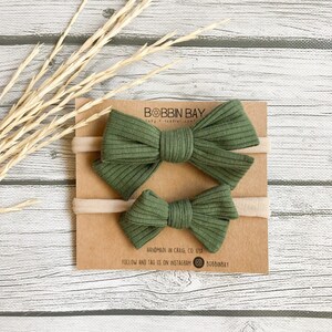 Teeny Ribbed Bows Set Pick 3 Nylon Headband or Clip Spring Bows Baby ...
