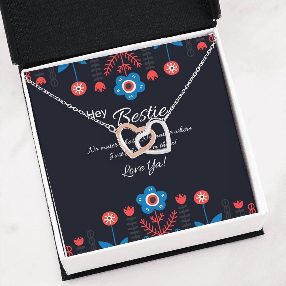 Hey Bestie! Best Friend Interlinked Heart Pendant Necklace - Etsy