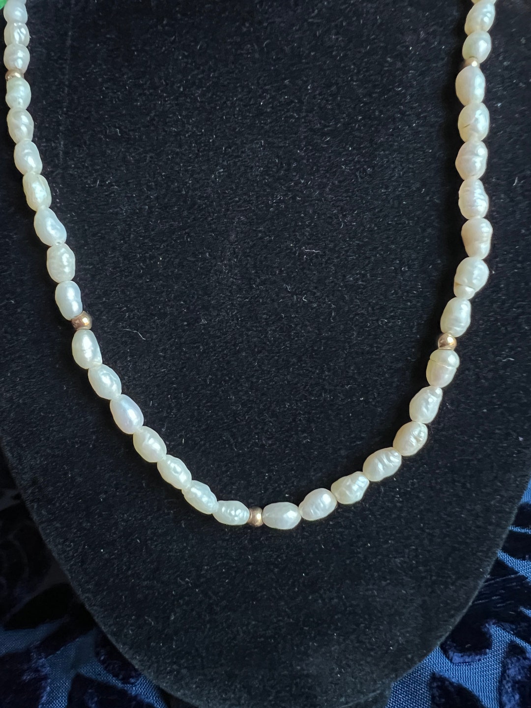 Vintage String of Pearls, Genuine Rice Pearls With 14k Clasp - Etsy