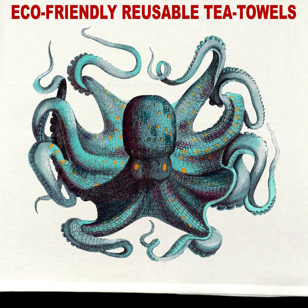 Octopus 1 Tea Towel / Tea Towel / Dish Towel / Hand Towel / Reusable ...