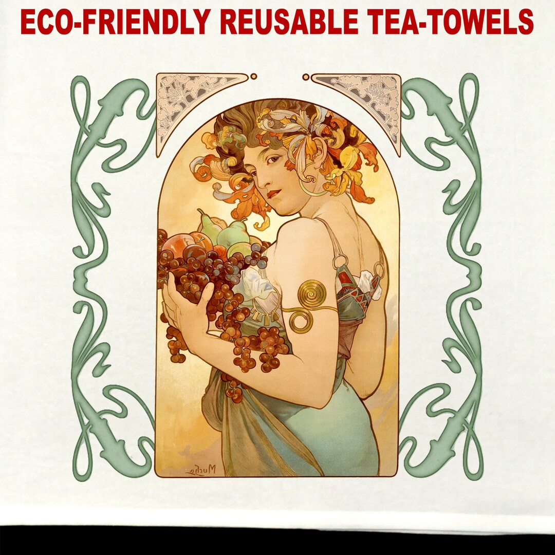 Mucha Grapes Tea Towel / Tea Towel / Dish Towel / Hand Towel / - Etsy
