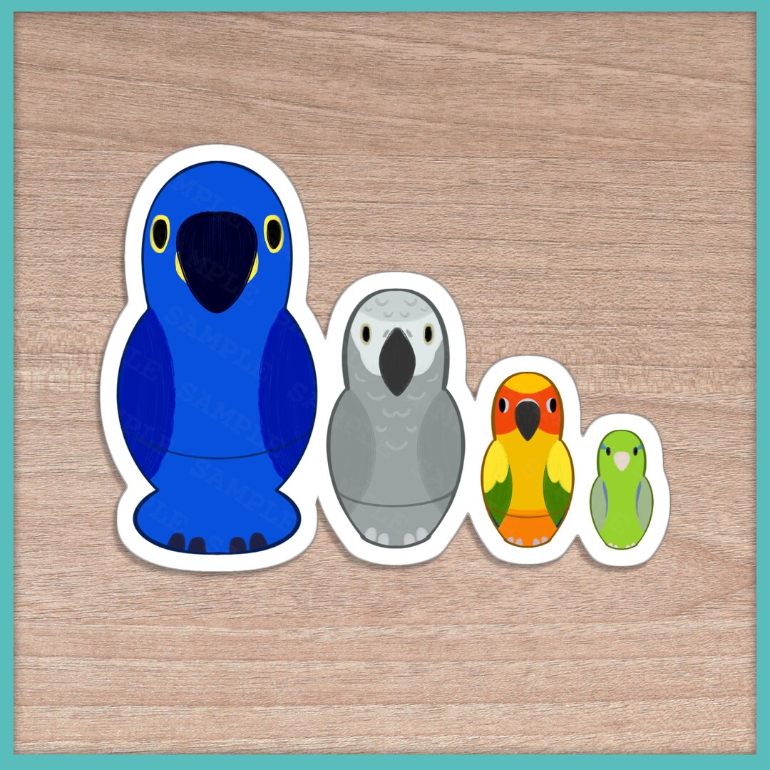 Nesting Doll Parrots Sticker - Etsy