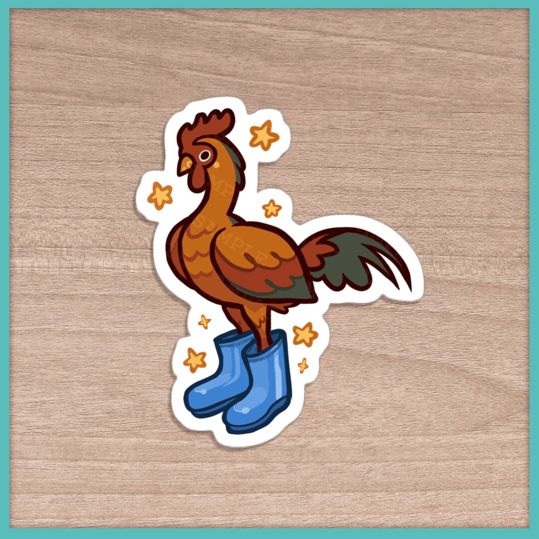 Chicken With Boots (he Boot Too Big for He Got Damn Feet) Sticker - Etsy