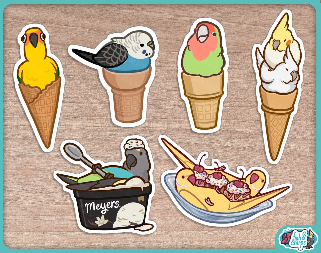 Ice Cream Parrots Stickers - Etsy