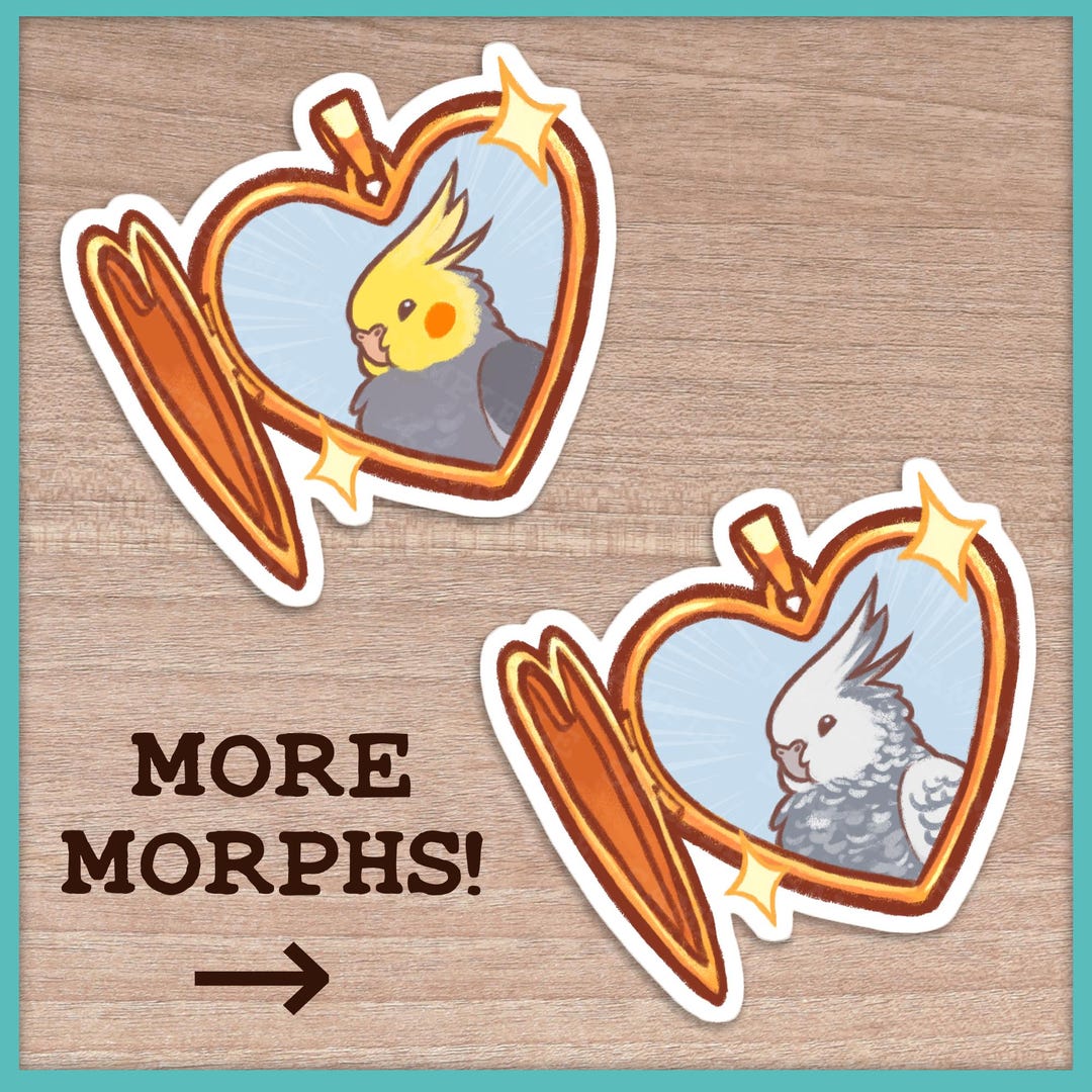 Cockatiel Heart Locket Sticker - Etsy
