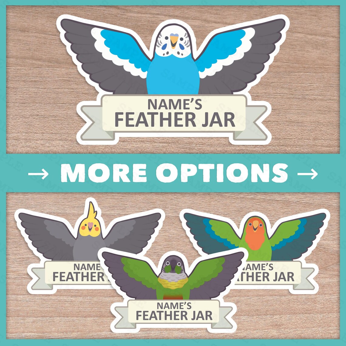 Custom Feather Jar Sticker for Parrots - Etsy