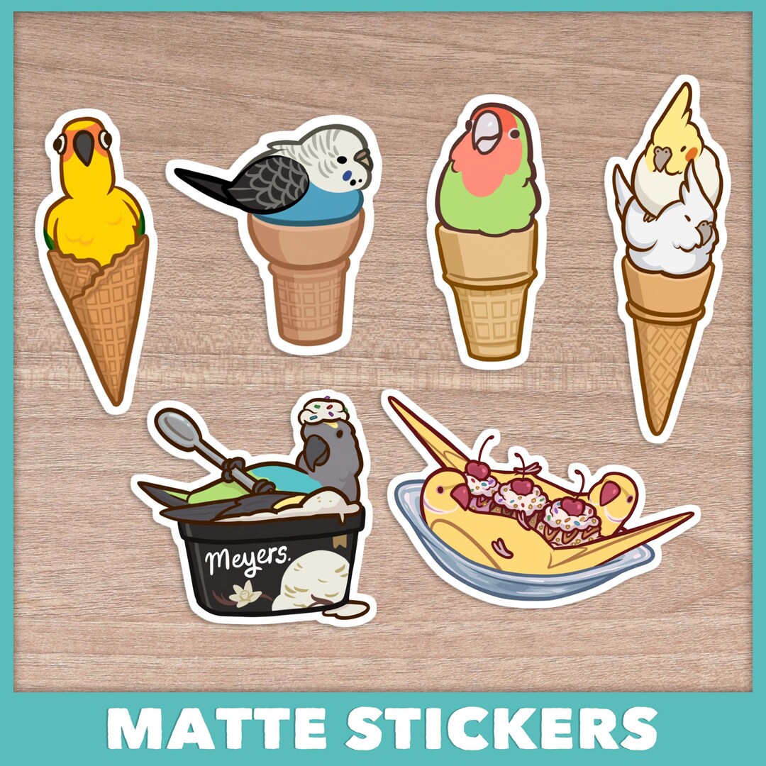 Ice Cream Parrots Stickers + Sticker Sheet - Etsy