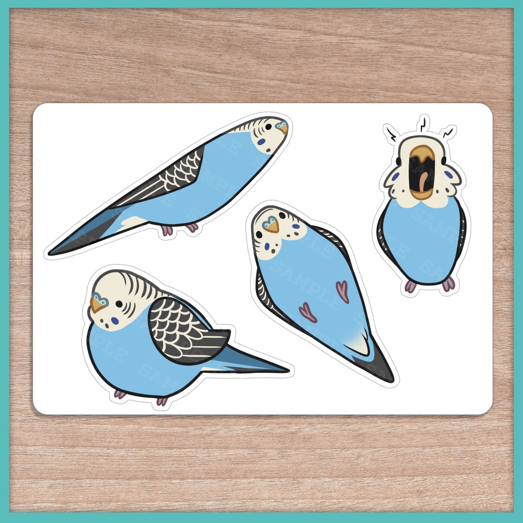 Silly Budgies (blue) Sticker Sheet - Etsy