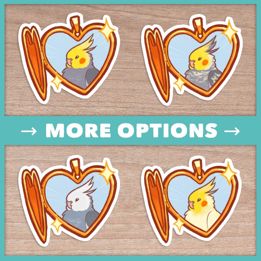 Cockatiel Heart Locket Sticker - Etsy