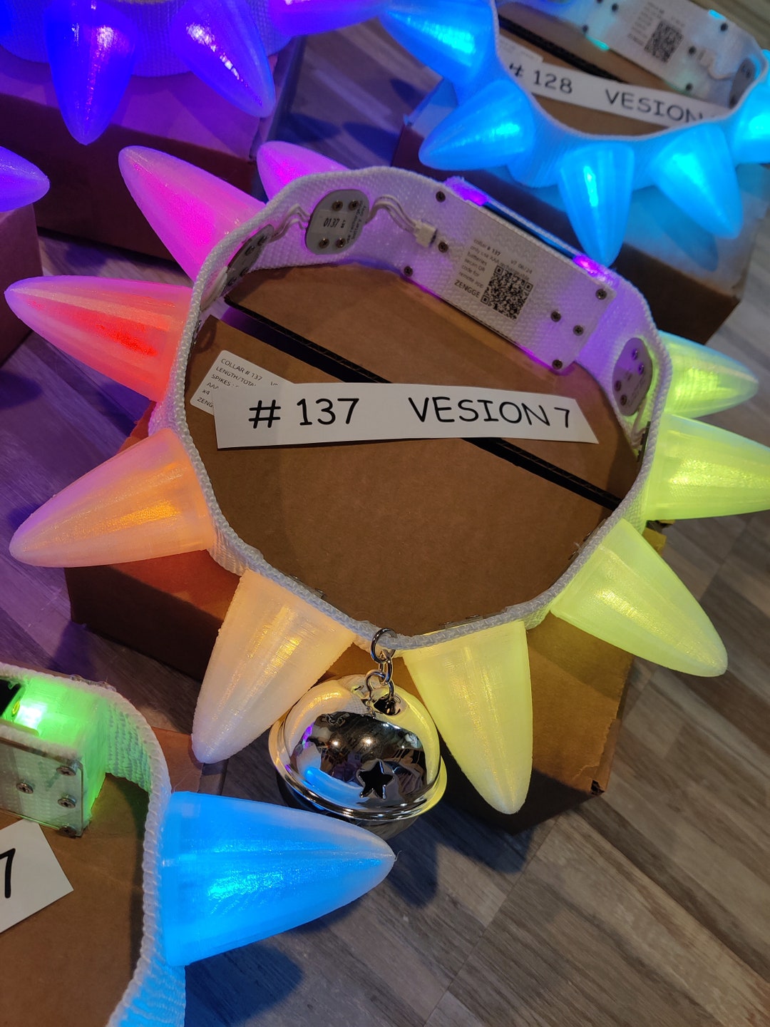 Version 7 Fursuit RGB Led Spike Collar , 3D PRINTED, 9 Spikes 28 Inches ...