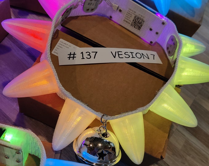 Version 7 Fursuit RGB Led Spike Collar , 3D PRINTED, 9 Spikes 28 Inches ...