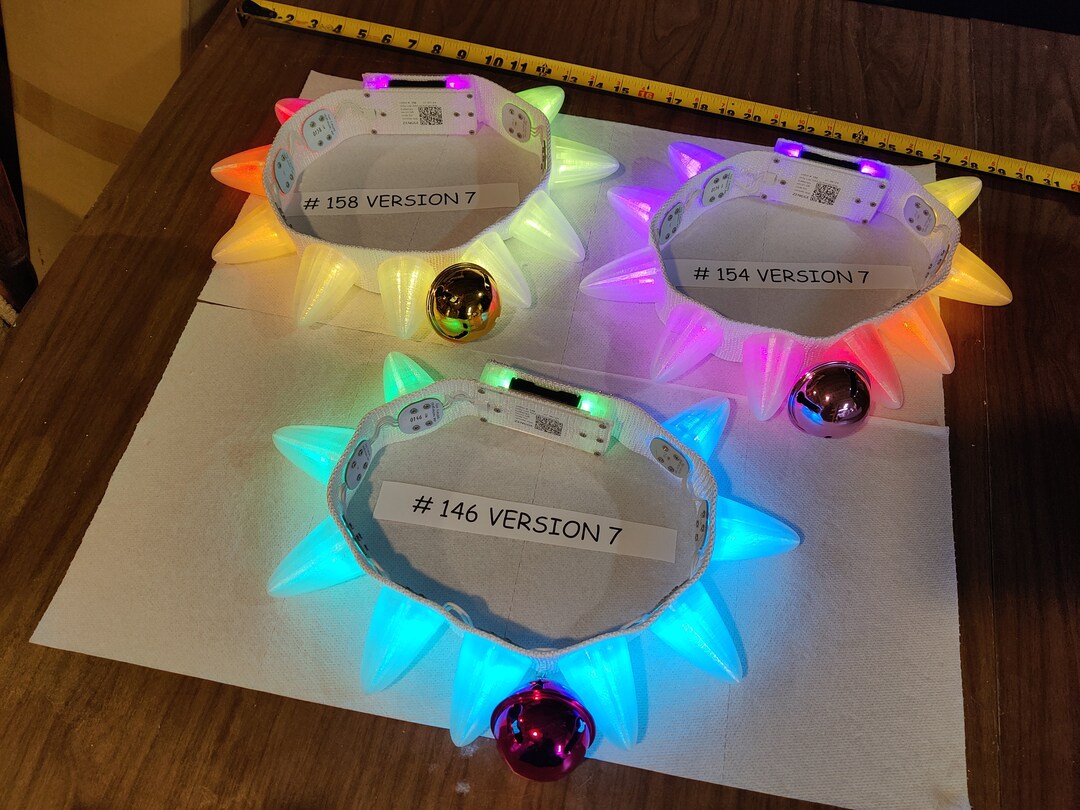 Version 7 RGB LED Fursuit Spike Collar, 3D Printed 9 Spikes Collar With ...