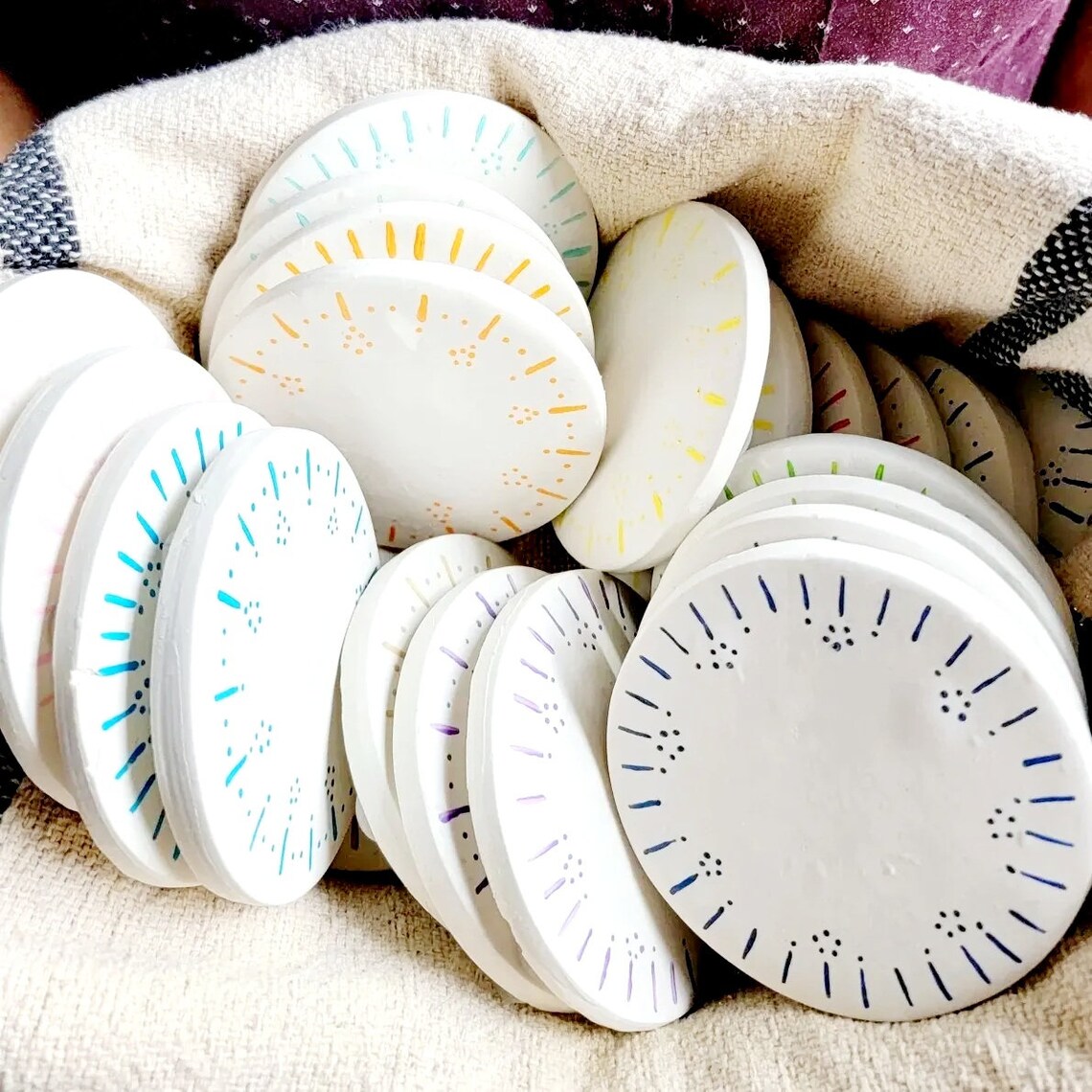 Coasters White Ceramic Coasters White Clay Ceramics Drinks Coffee ...