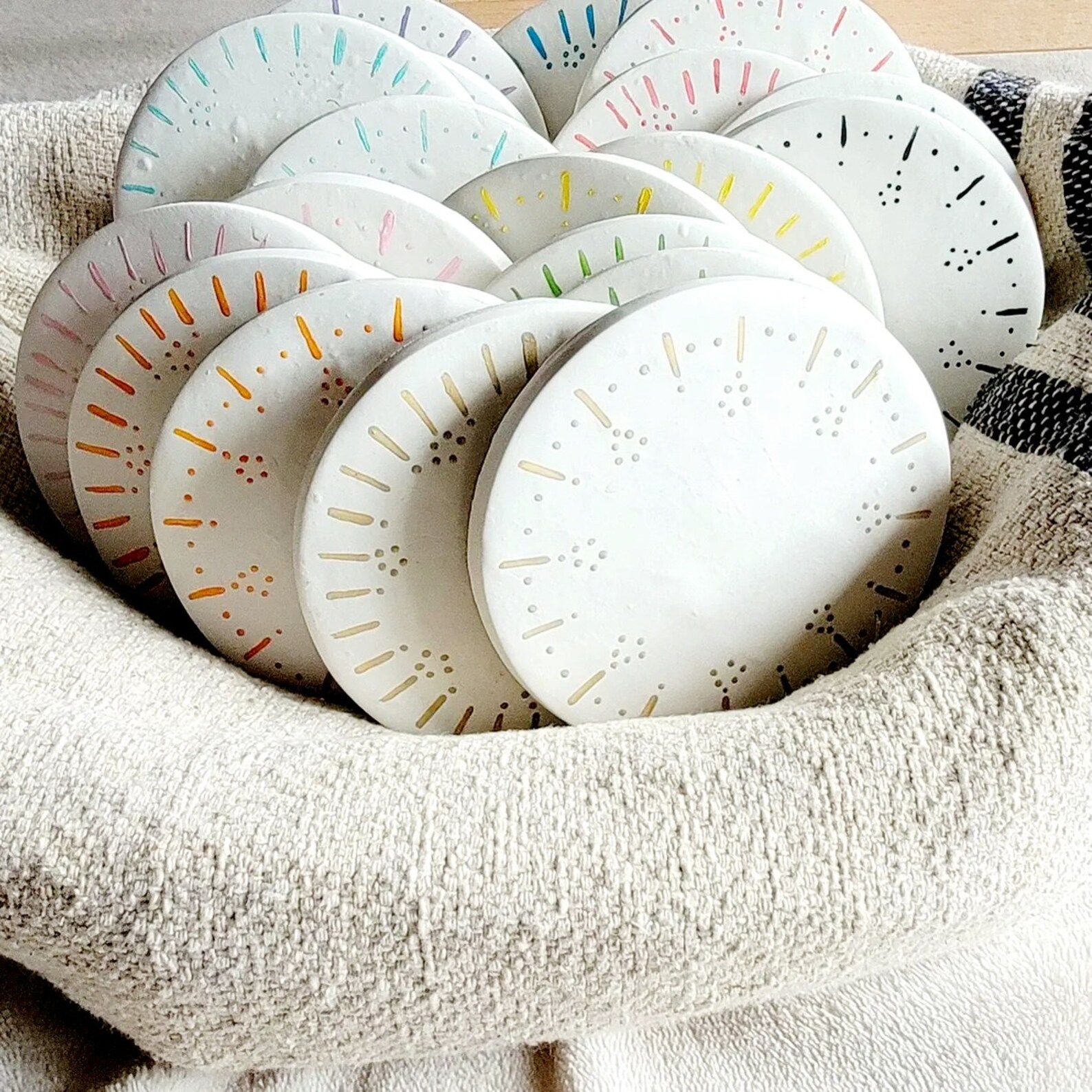 Coasters White Ceramic Coasters White Clay Ceramics Drinks Coffee ...