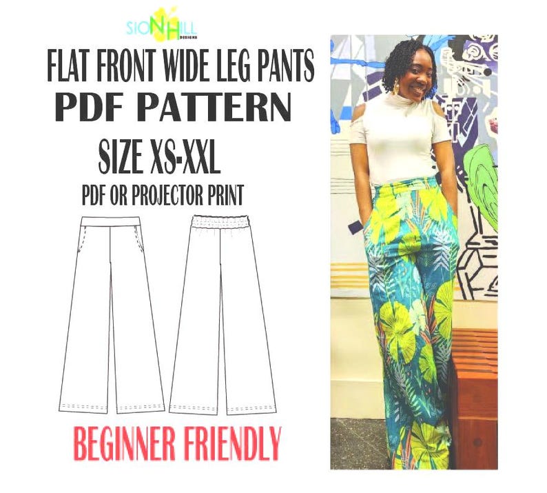 Wide Leg Pant Sewing Pattern | Size XS-XXL | Instant Download | Easy ...