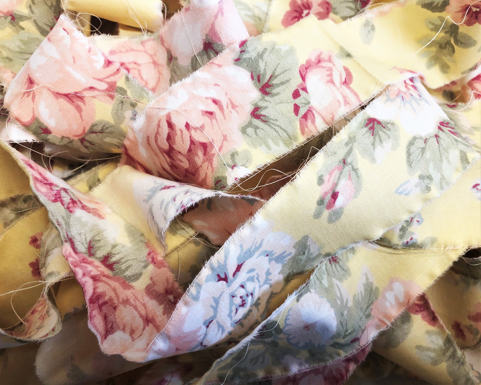 VINTAGE Hand Torn FABRIC RIBBON, Shabby Chic Fabric Ribbon, Frayed Edge ...