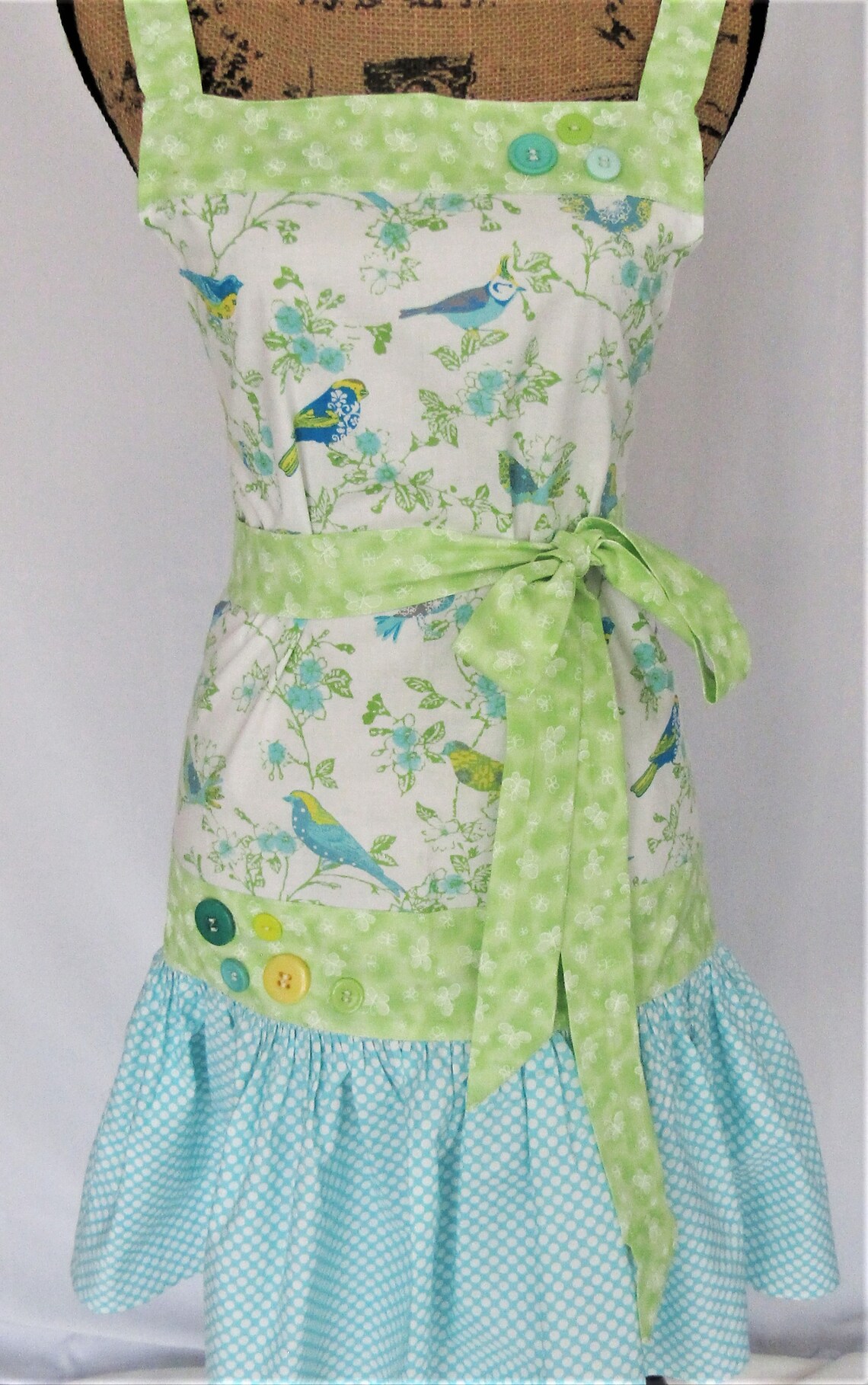 FULL KITCHEN APRON Shabby Chic Apron Vintage Style Ruffled | Etsy